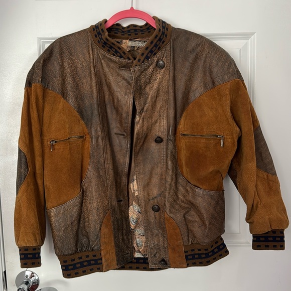 Vintage | Jackets & Coats | Vtg Pelle Ny Leather Patchwork 8s Bomber Jacket S | Poshmark